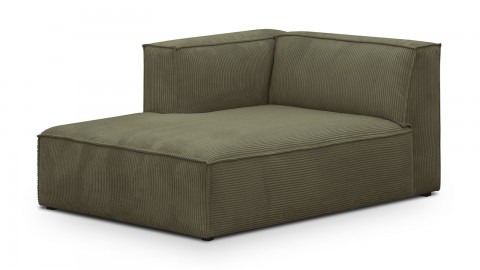 Méridienne d'angle à gauche modulable en velours côtelé vert kaki ...