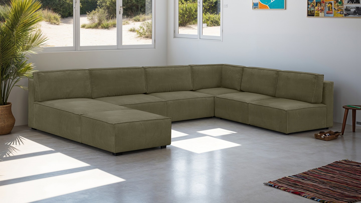 Canapé d'angle à droite panoramique modulable convertible 10 places ...