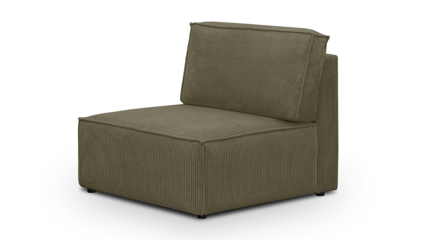 Chauffeuse modulable en velours côtelé vert kaki - Harper Mod - Homifab