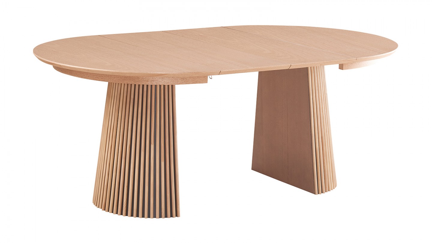Table à manger ronde extensible en bois 4 à 8 personnes - 120/200 cm ...