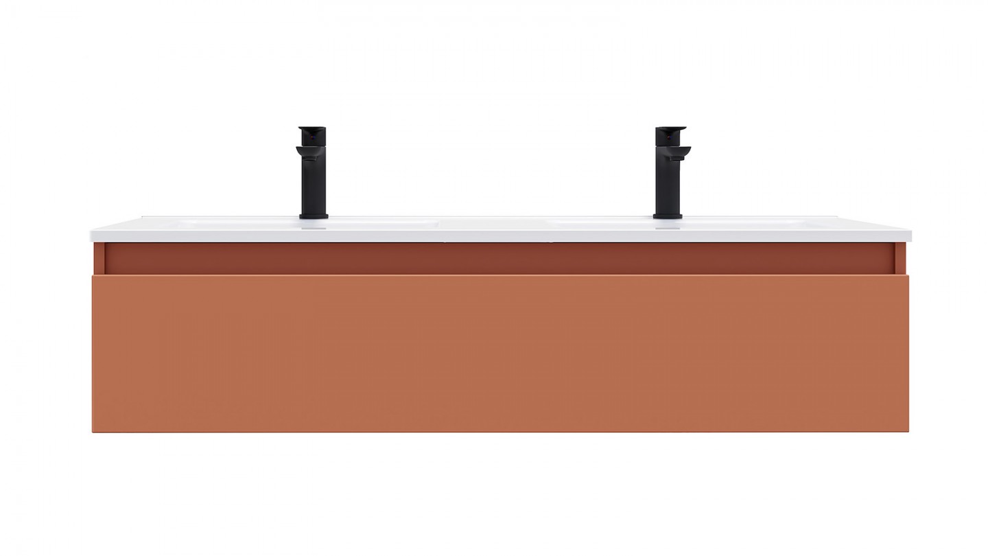 Meuble de salle de bain suspendu double vasque intégrée 120cm 1 tiroir ...