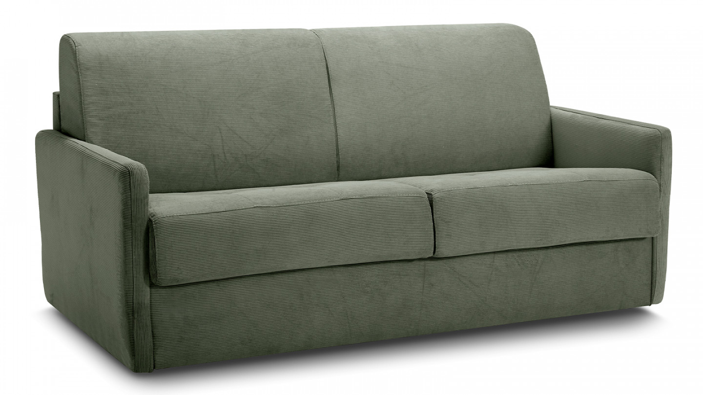 Canapé convertible 3 places en velours côtelé vert - Ouverture express ...