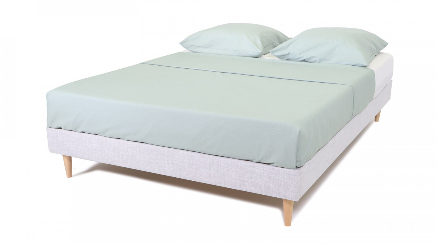Ensemble Lit Dina en tissu gris clair 160x200 cm +Matelas mousse Clean ...