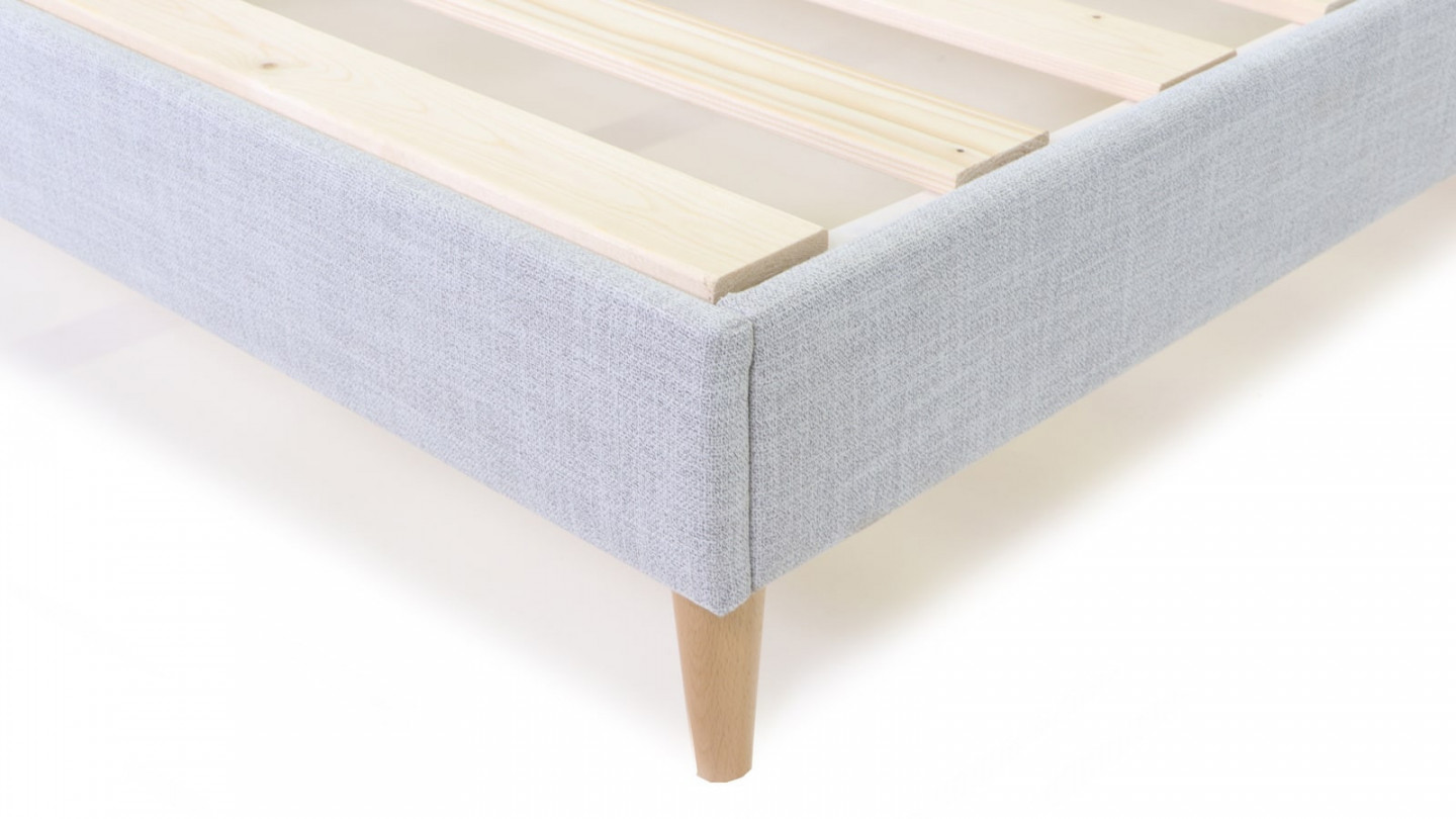Ensemble Lit Dina en tissu gris clair 160x200 cm + Matelas à mémoire de ...