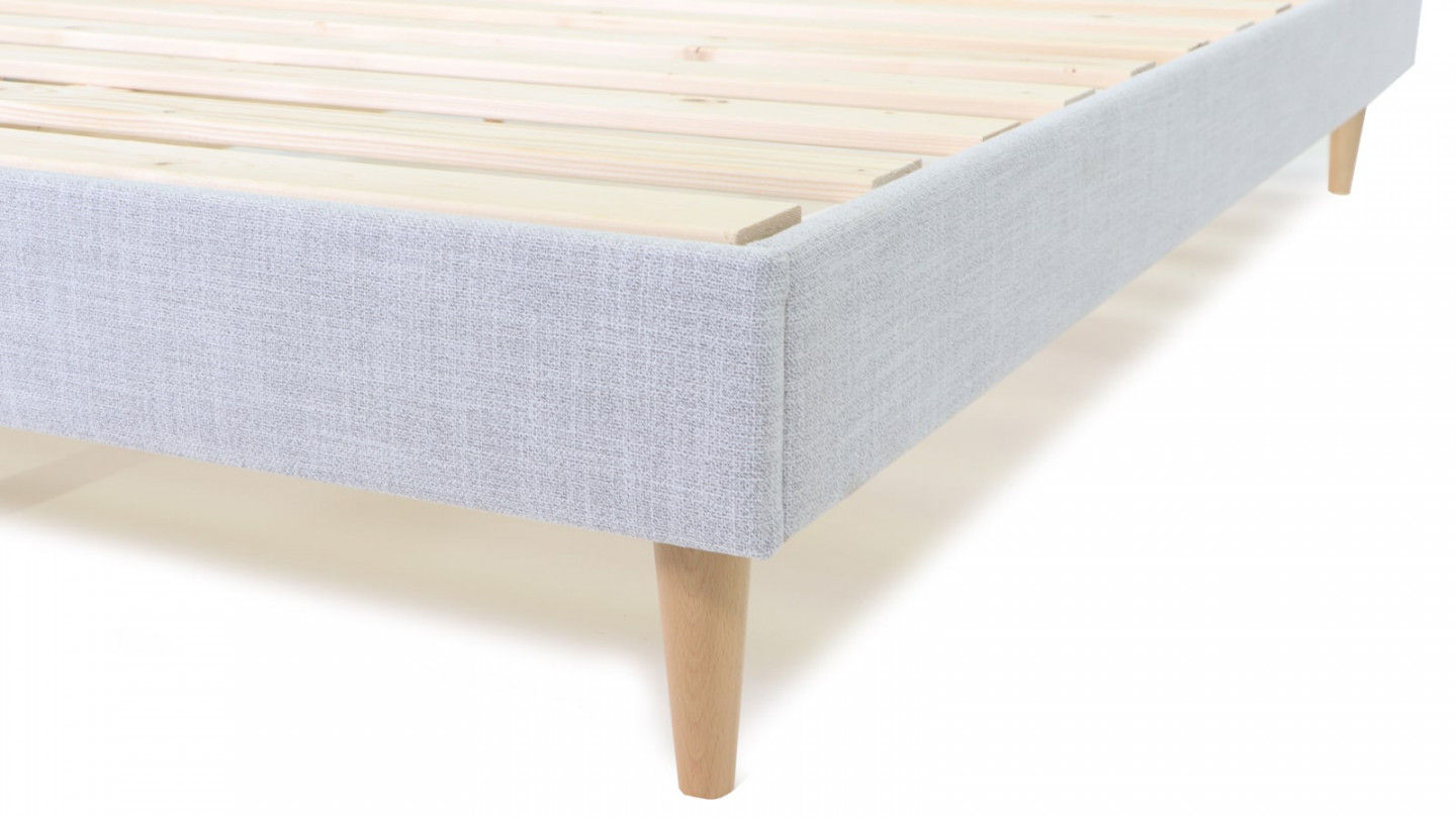 Ensemble Lit Dina en tissu gris clair 160x200 cm + Matelas à mémoire de ...