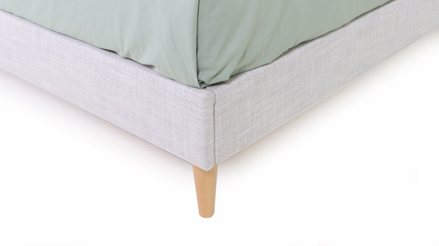 Ensemble Lit Dina en tissu gris clair 160x200 cm + Matelas à mémoire de ...