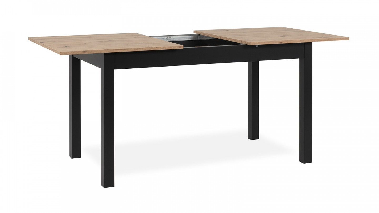 Table à manger extensible 120/160 cm effet chêne, piètement noir ...