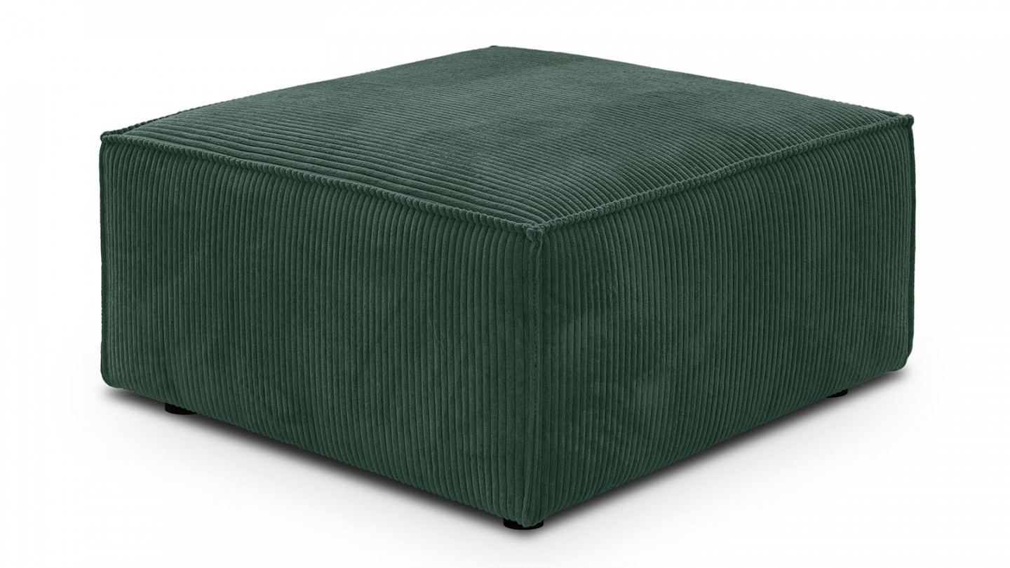 Pouf en velours côtelé vert forêt - Harper - Homifab