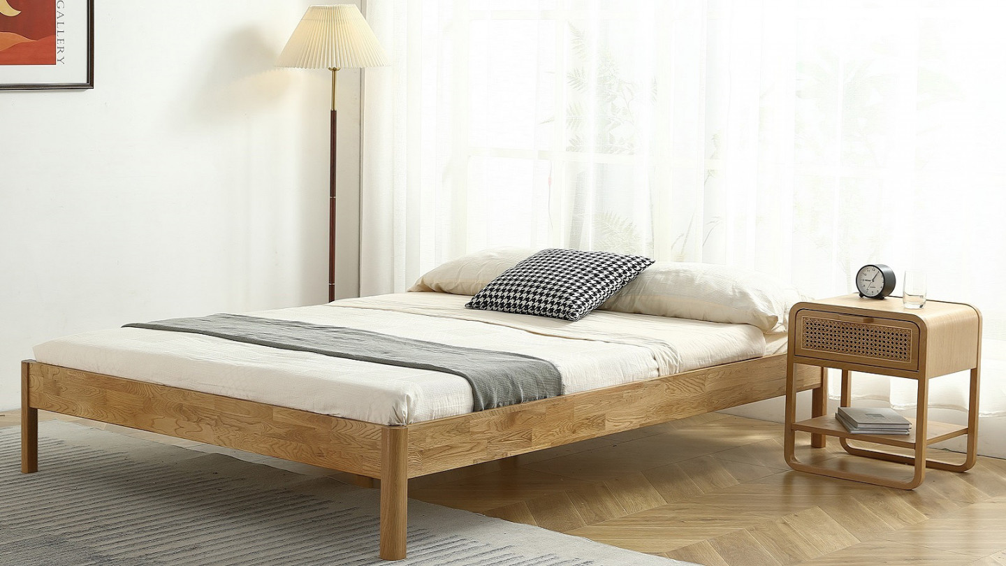 Lit adulte 160x200 cm en chêne massif - Aina - Homifab