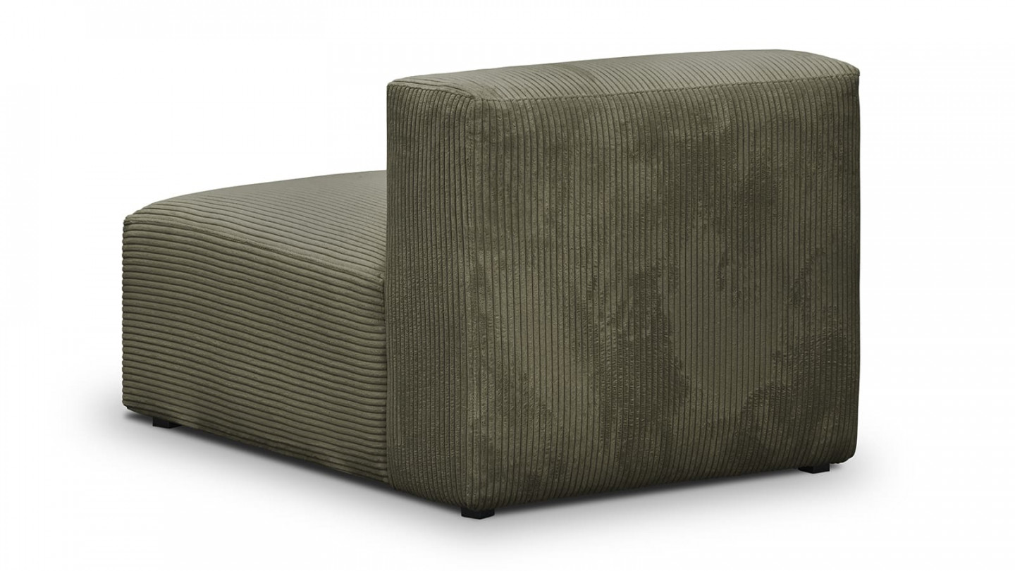 Chauffeuse sans accoudoirs modulable en velours côtelé vert kaki ...
