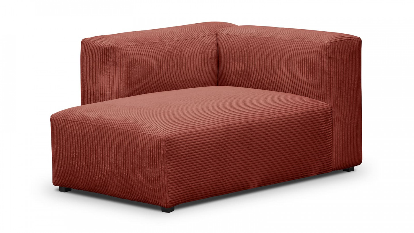 Méridienne d'angle à gauche modulable en velours côtelé rouille ...