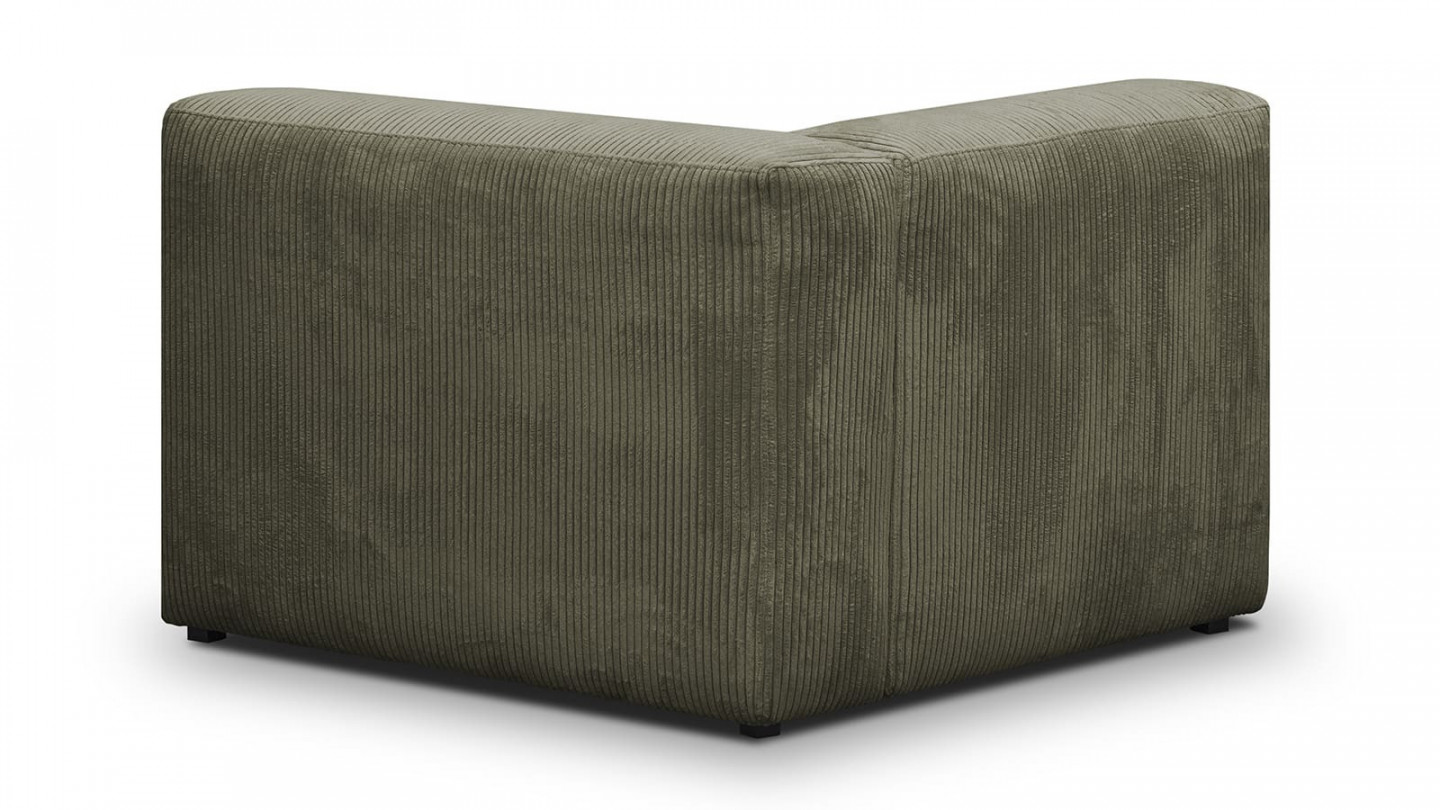 Chauffeuse d'angle à droite modulable en velours côtelé vert kaki ...