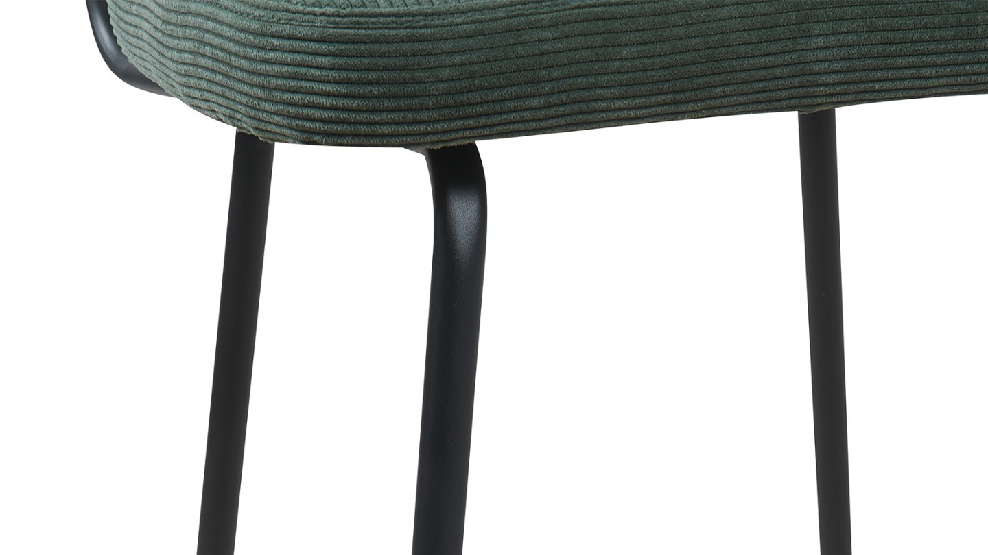Lot de 2 tabourets de bar en velours côtelé vert et cannage naturel ...