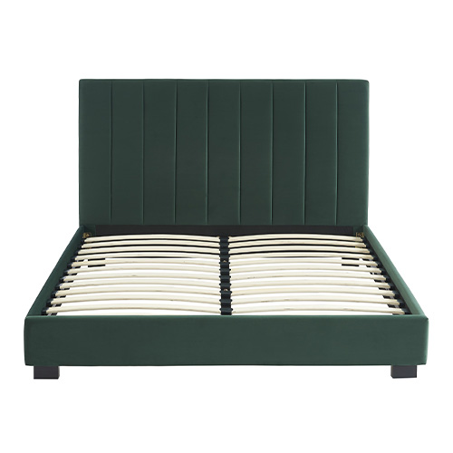 Lit adulte 140x190 avec tête de lit capitonnée en tissu bouclé beige ...
