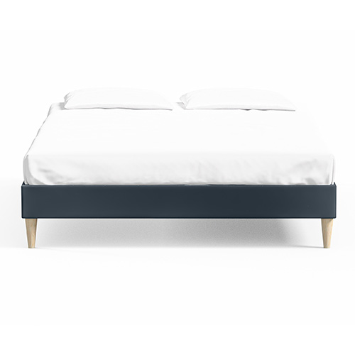 Lit adulte 160x200 avec tête de lit capitonnée en tissu bouclé beige ...
