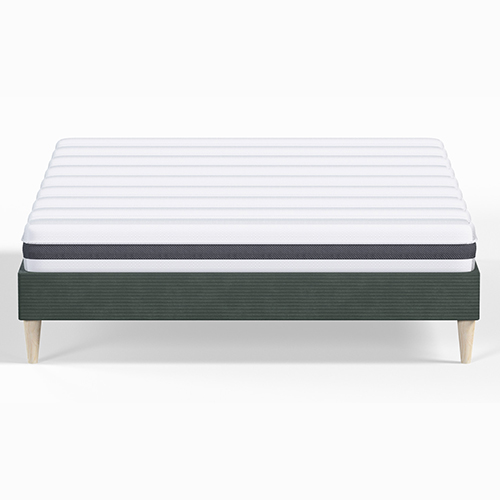Ensemble lit adulte 140x190 cm en velours gris anthracite Dina ...